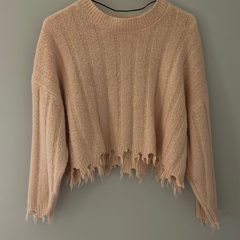 Pink Distressed Edge Sweater - Woman’s Small - “Doubl… - Gem